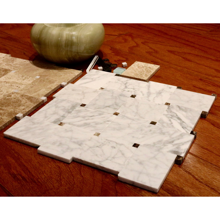 Mirrella Carrera Marble Pinwheel Mosaic Wall & Floor Tile | Wayfair