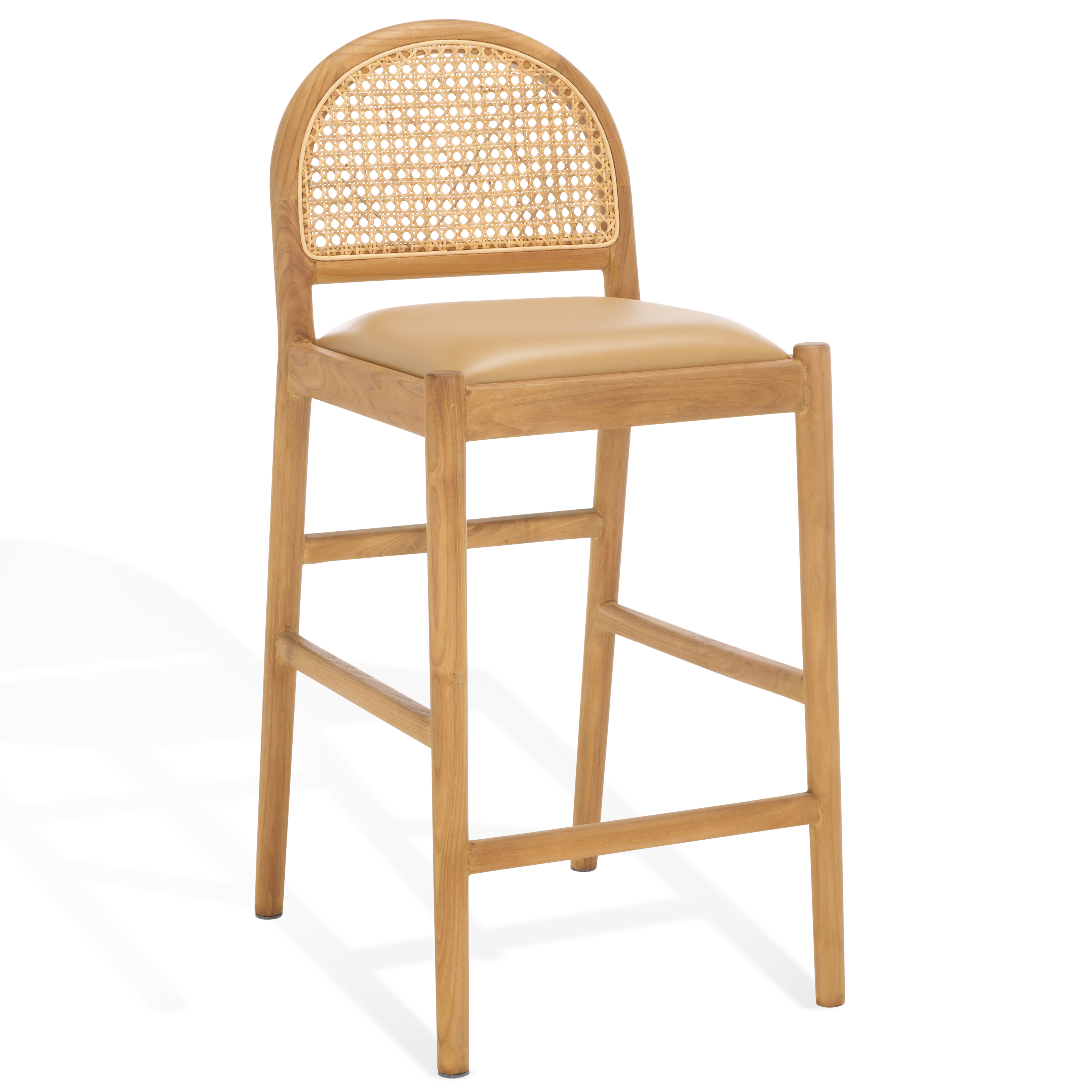 Safavieh Couture Laylie Rattan And Leather Counter Stool | Perigold