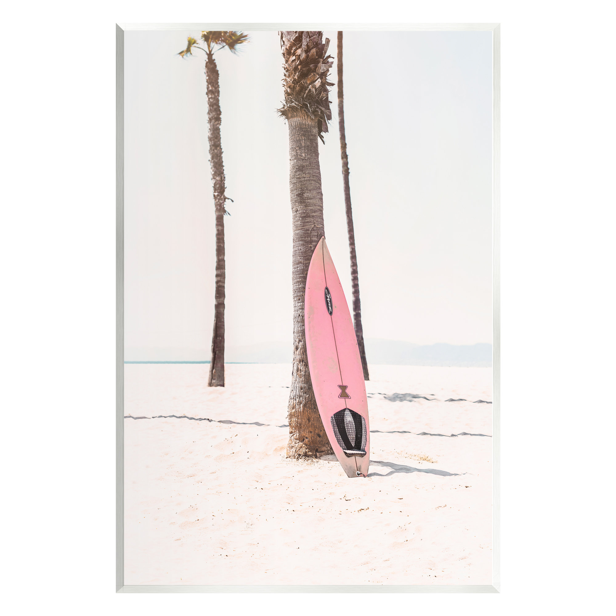 Stupell Industries Pink Surfboard on Coast Canvas Wall Art Design by ...