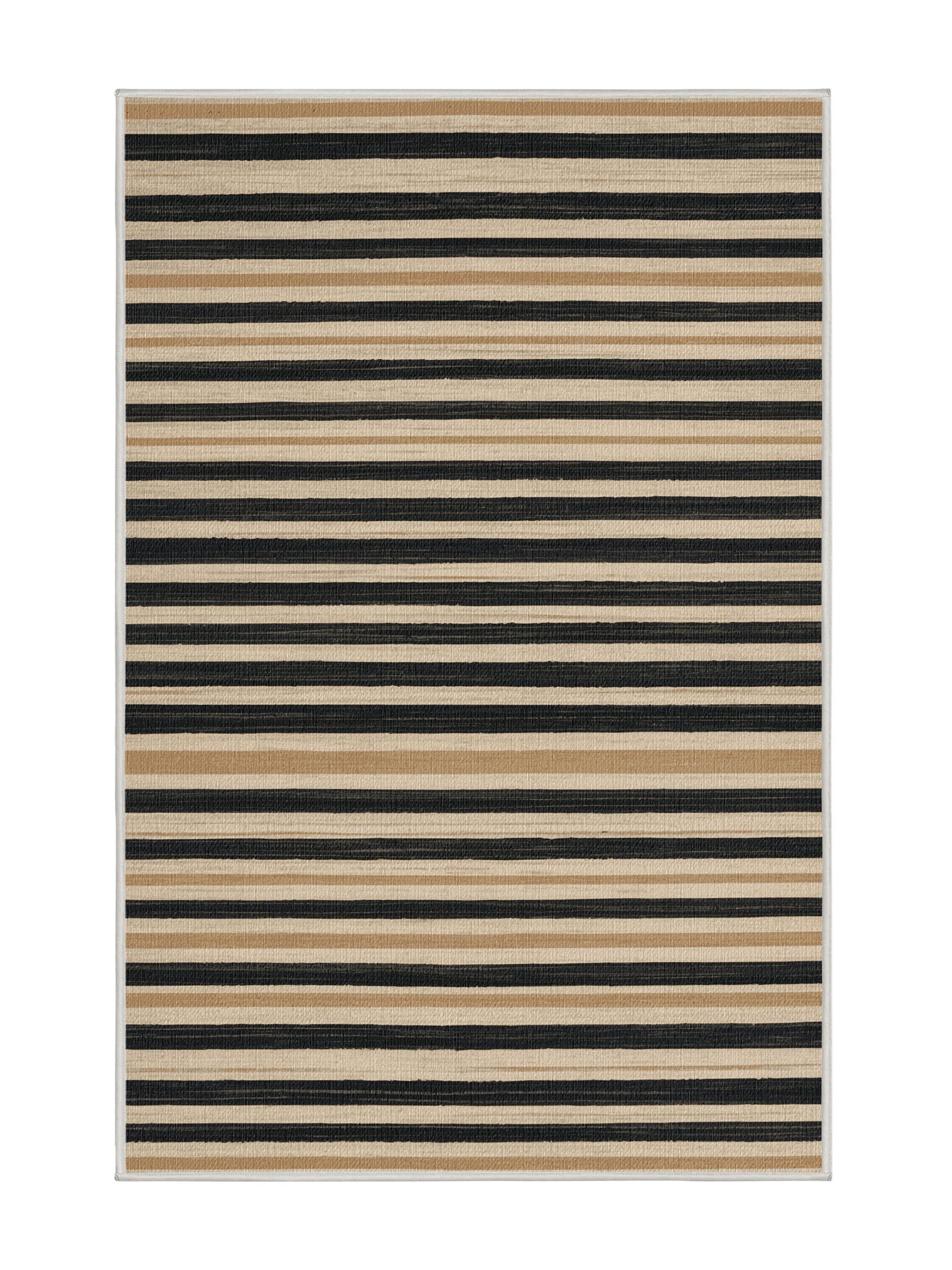 Hokku Designs Washable Light Beige Charcoal Striped Area Rug | Wayfair