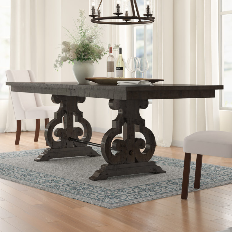 World Menagerie Parthenia Counter Height Extendable Trestle Dining ...