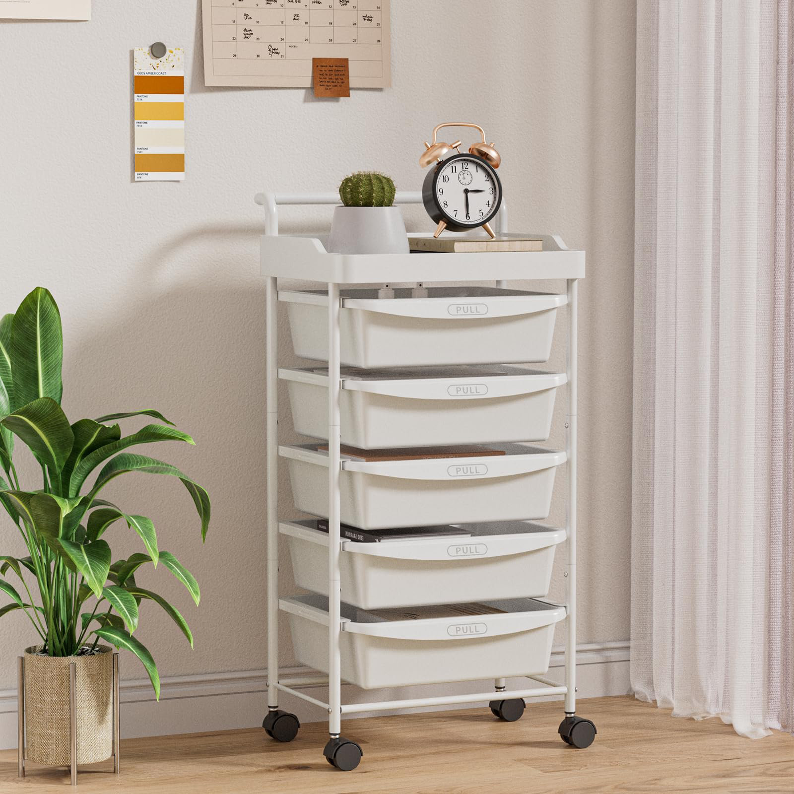 Hokku Designs 5-Tier Rolling Cart With 5 Drawers, Multipurpose Storage ...