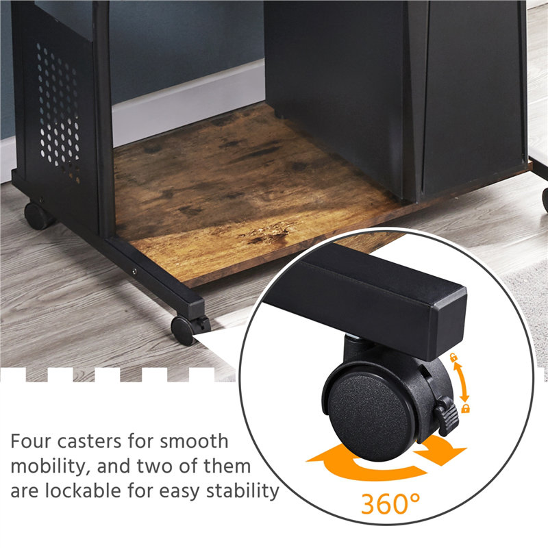 The Twillery Co.® Ulloa 3 Tiers Computer Desk with Charging Station for ...