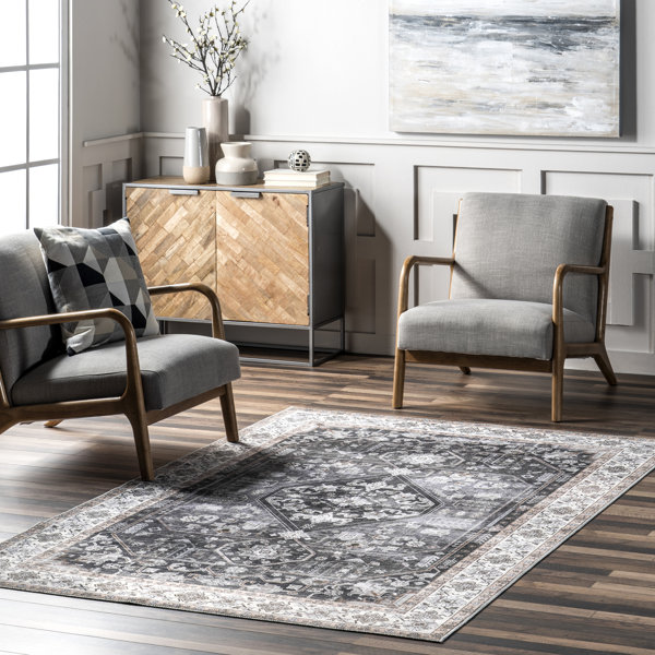 Bungalow Rose Melbert Medallion Machine Washable Area Rug for Living ...