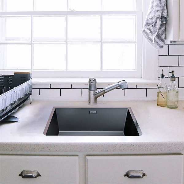 Belfry Bathroom Ganya 43mm W Single Bowl Stainless Steel Flush Mount ...