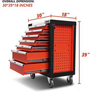 DNA Motoring 30" W X 39" H X 18" D 7-Drawer Tool Cart Cabinet W ...