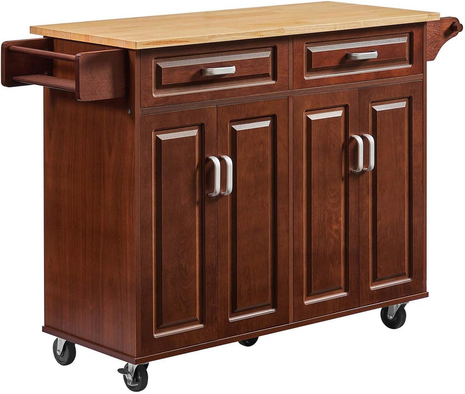 One Allium Way® 54" Rolling Kitchen Island Cart with Storage - Folding ...