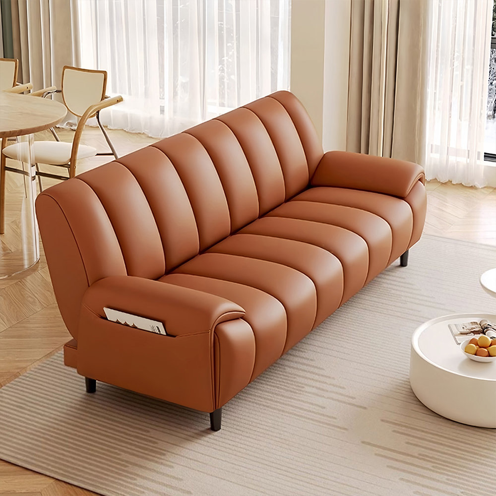 Hokku Designs Simple genuine leather small-sized piano key sofa, living ...