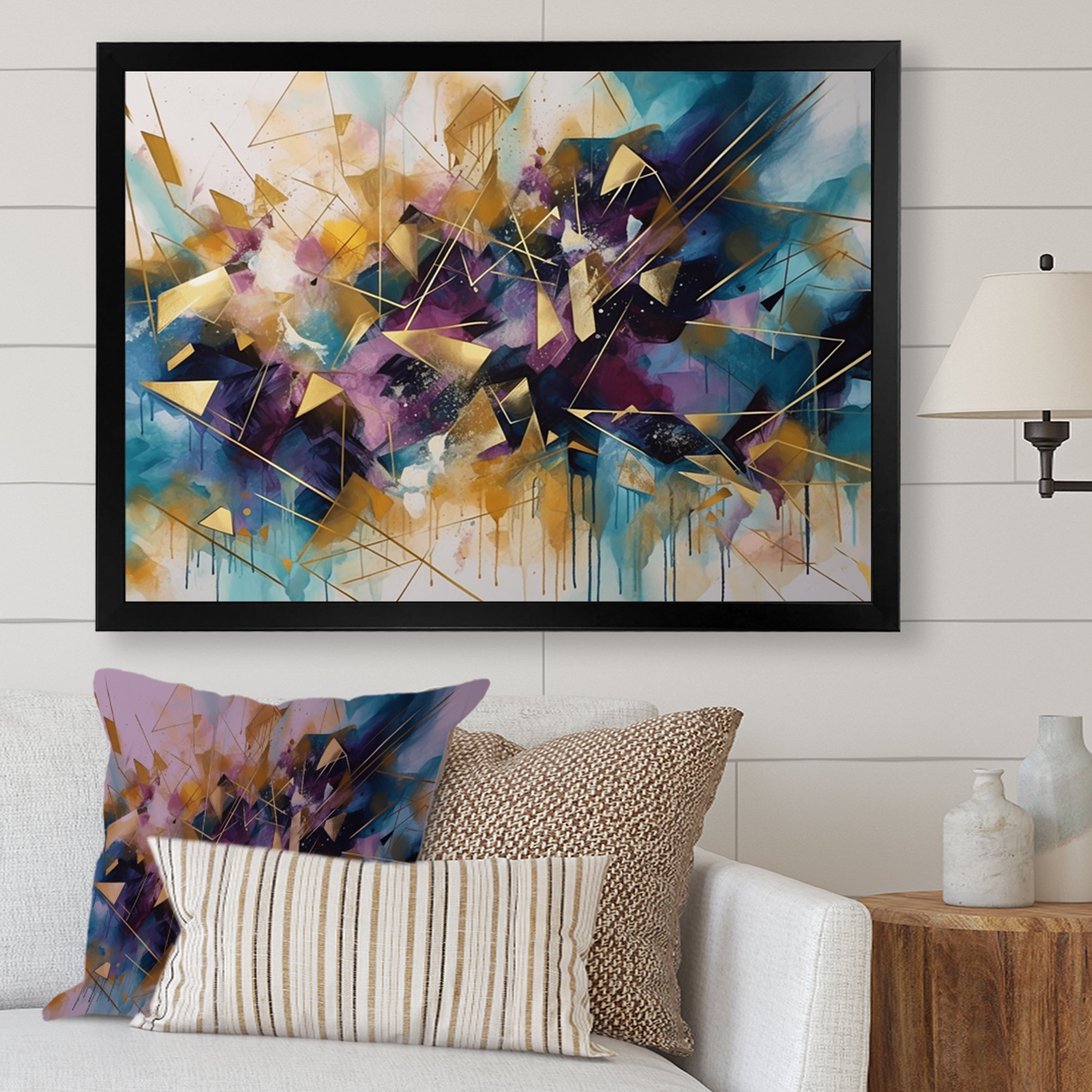 Mercer41 Golden Explosion Triangles II - Modern Geometric Wall Art ...