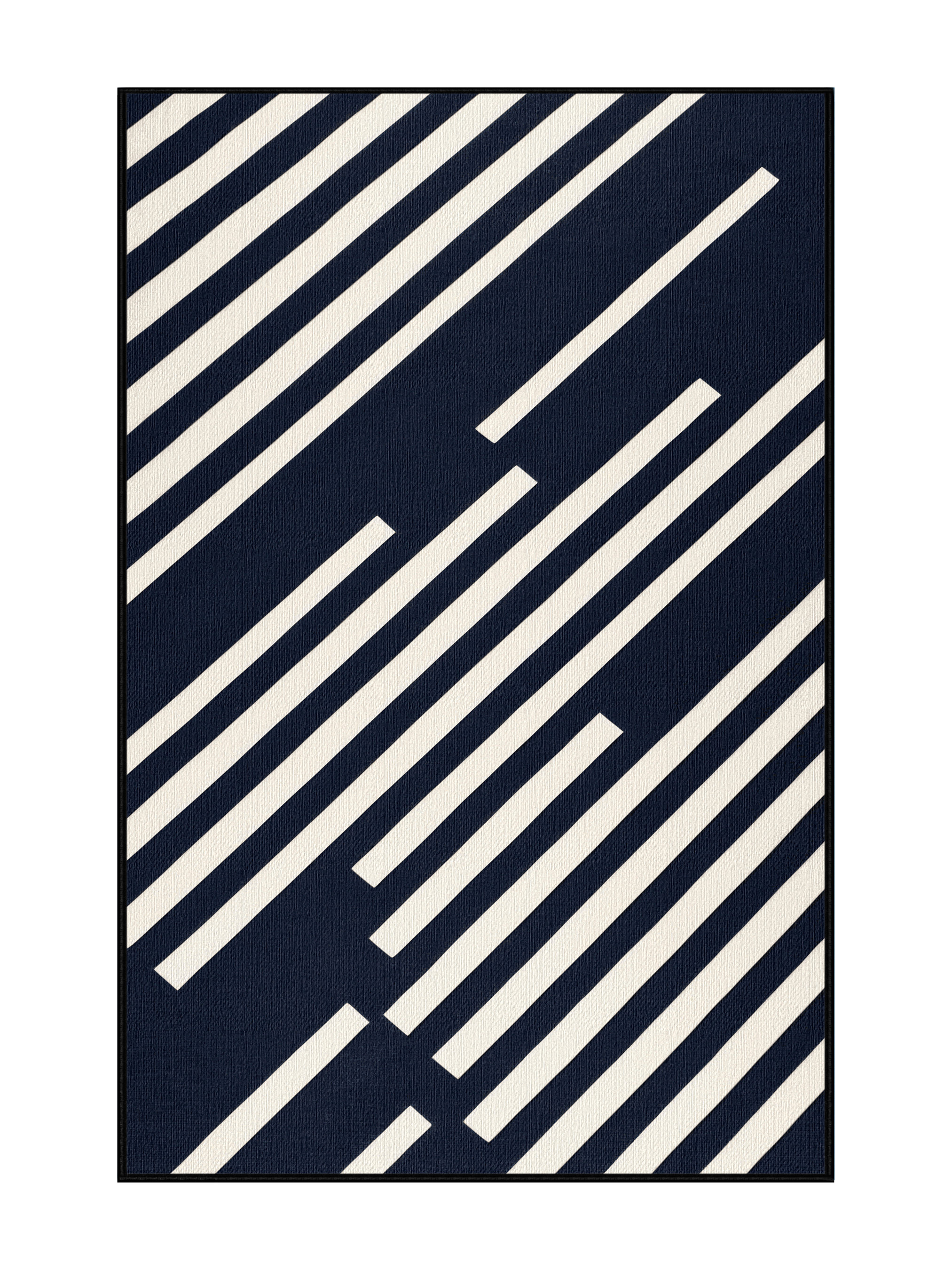 Hokku Designs Washable Navy White Striped Area Rug | Wayfair