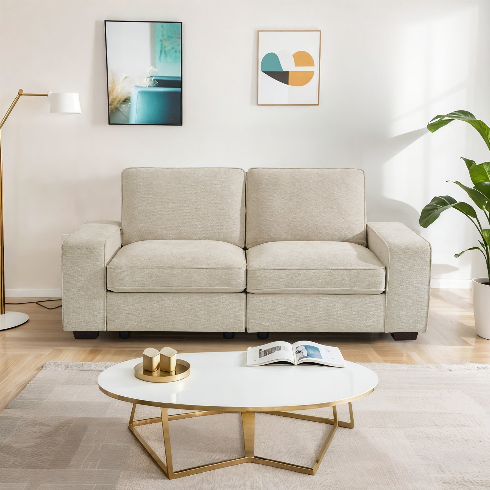 YuuYee 2/3/4 Seat Modular Sofa Modern Couch with Storage, Chenille ...