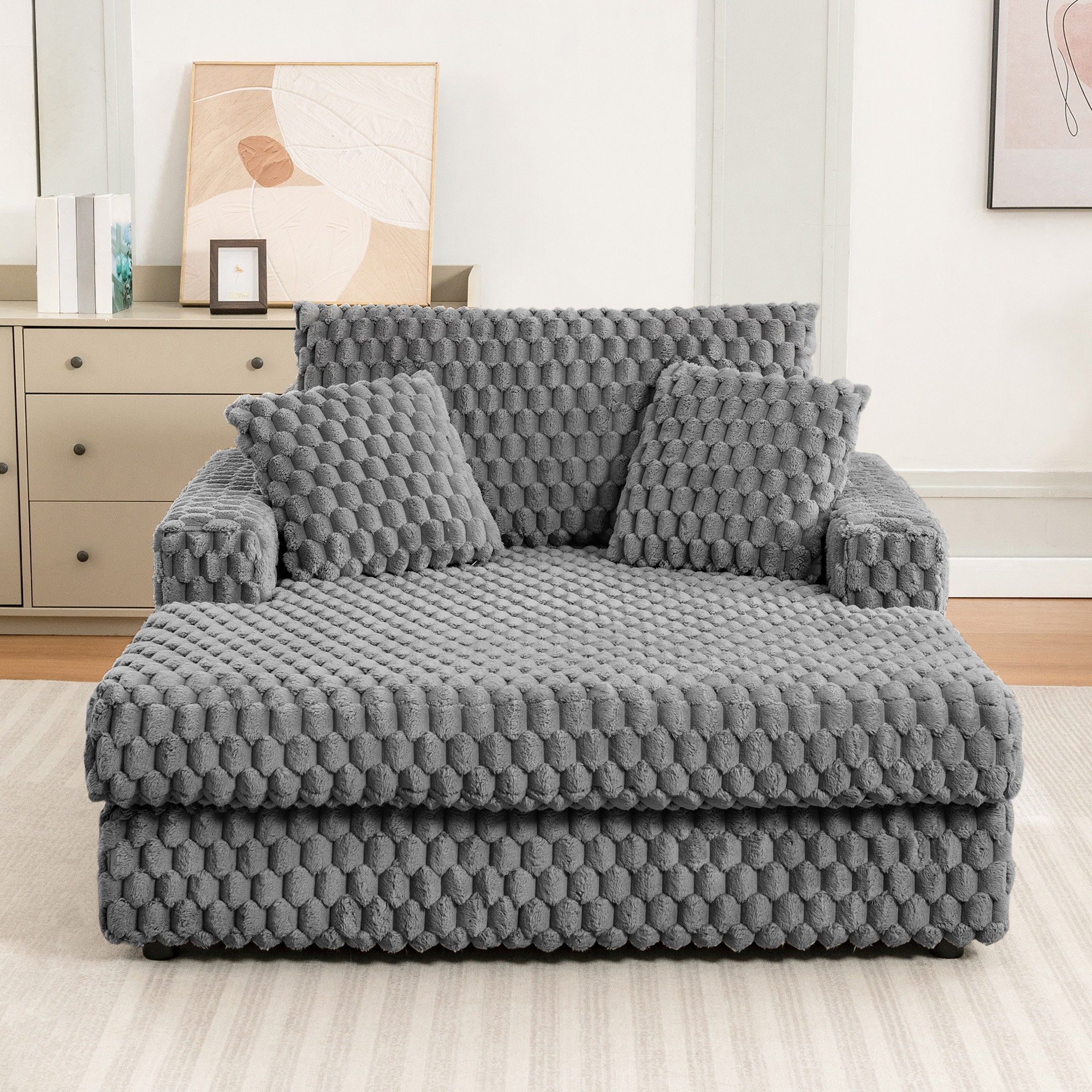Mercer41 53" Upholstered Sleeper Sofa Soft Couch Square Arm Deep ...