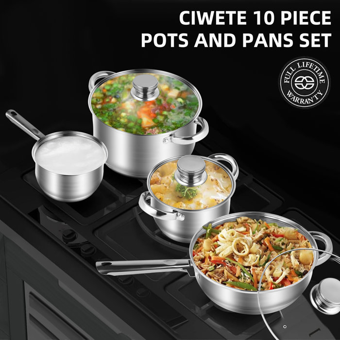 caannasweis 12 - Piece Non-Stick Stainless Steel Cookware Set & Reviews ...