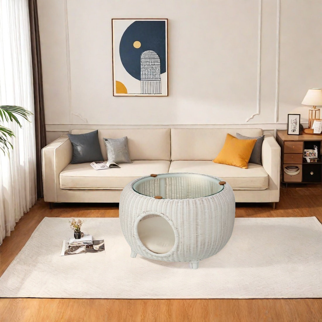 Elegant Home Furnishings.s Cat Bed Table with Vines Ultra White Glass ...