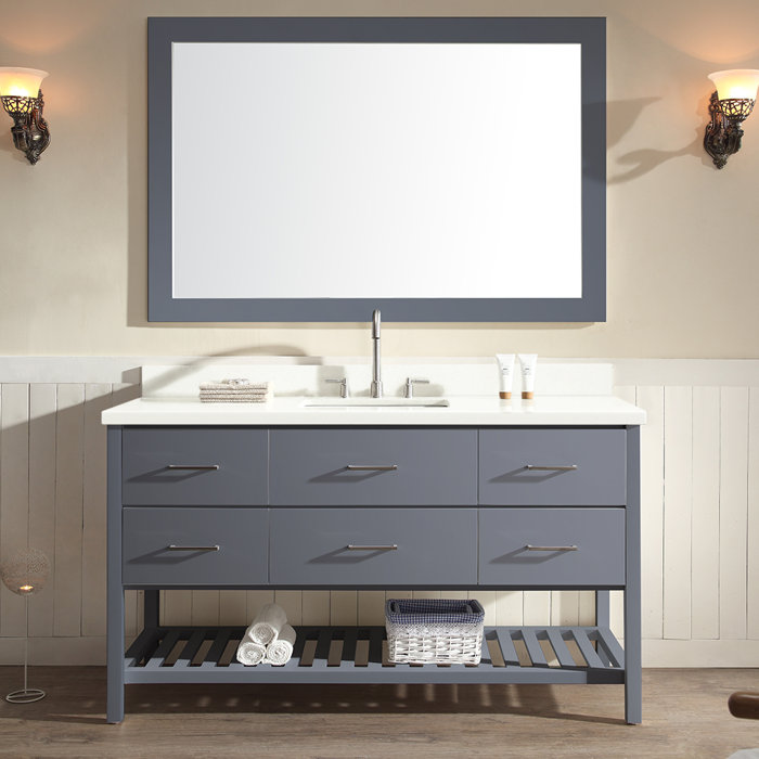Longshore Tides Felman 61'' Single Bathroom Vanity with Quartz Top with ...