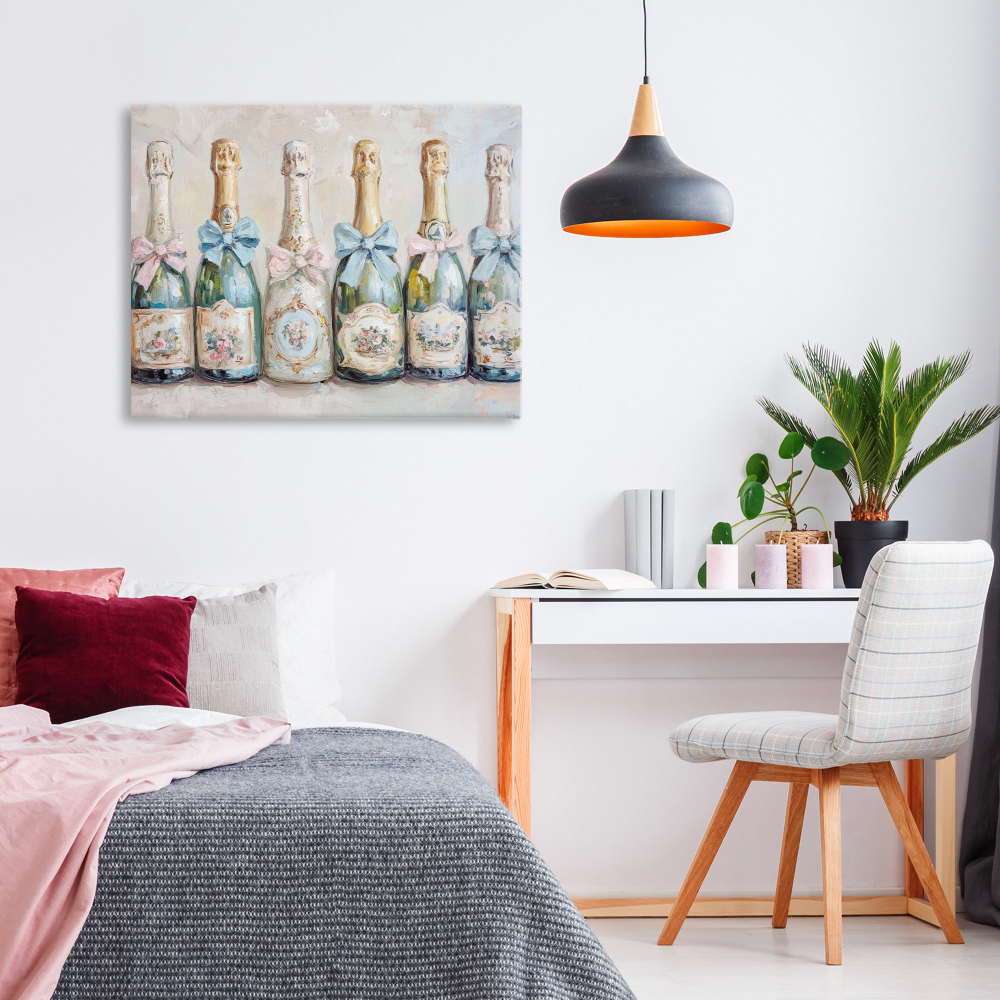 Astoria Grand Victorian Bow Champagne Bottles Canvas, design by Petal ...