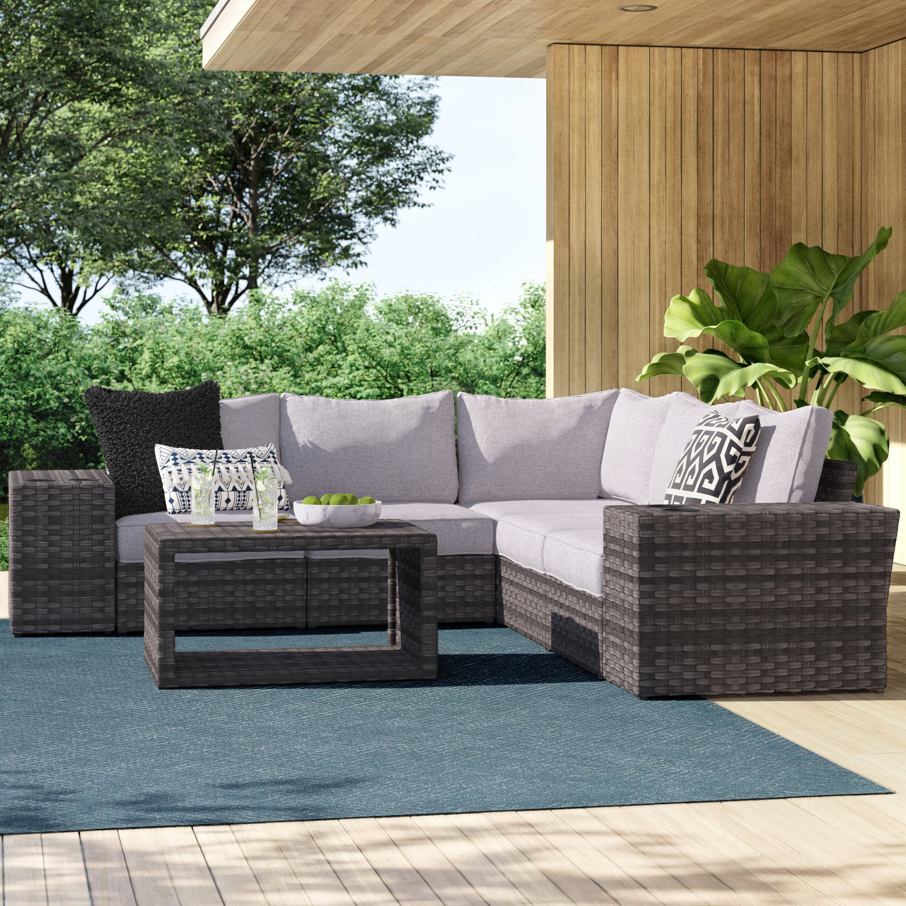 Mercury Row® Anndale Fully Assembled 4 - Person Seating Group with ...