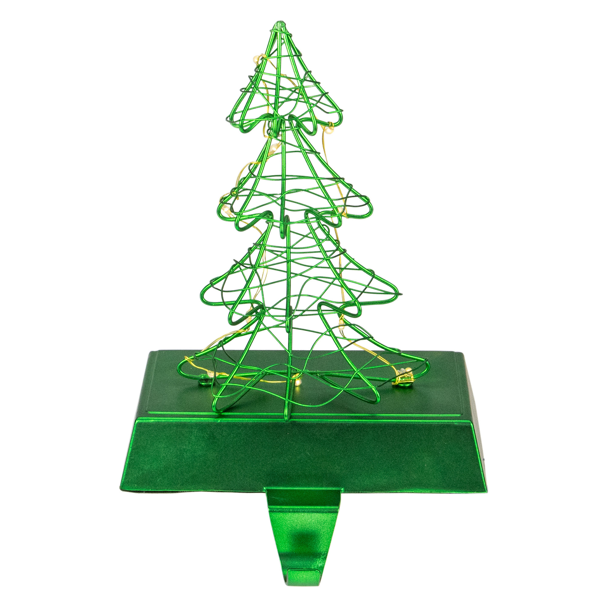 Northlight Seasonal 8" LED Lighted Green Wired Christmas Tree Stocking ...