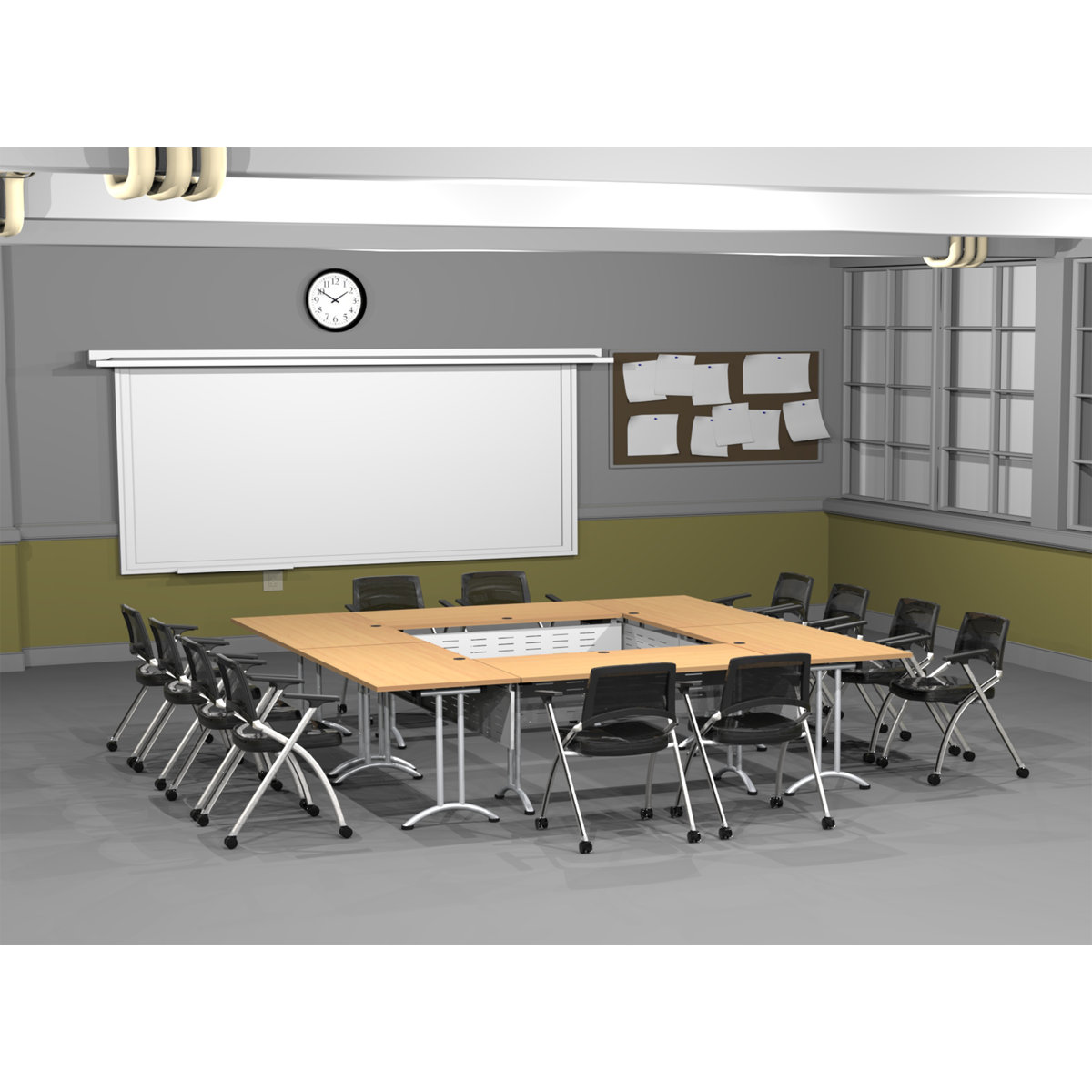 TeamWORK Tables 12 Person Training Meeting Seminar Tables with Modesty ...