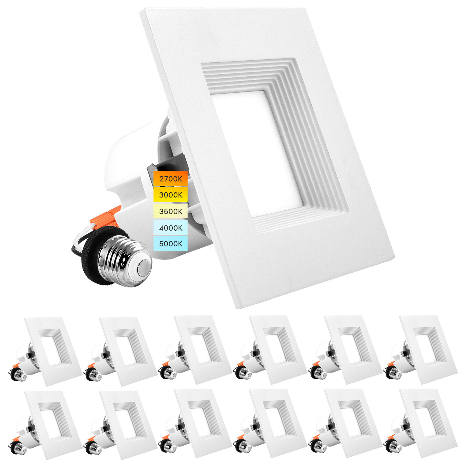 Luxrite 4" Square LED Recessed Can Lights 14W=75W 5 Colour Options 950 ...