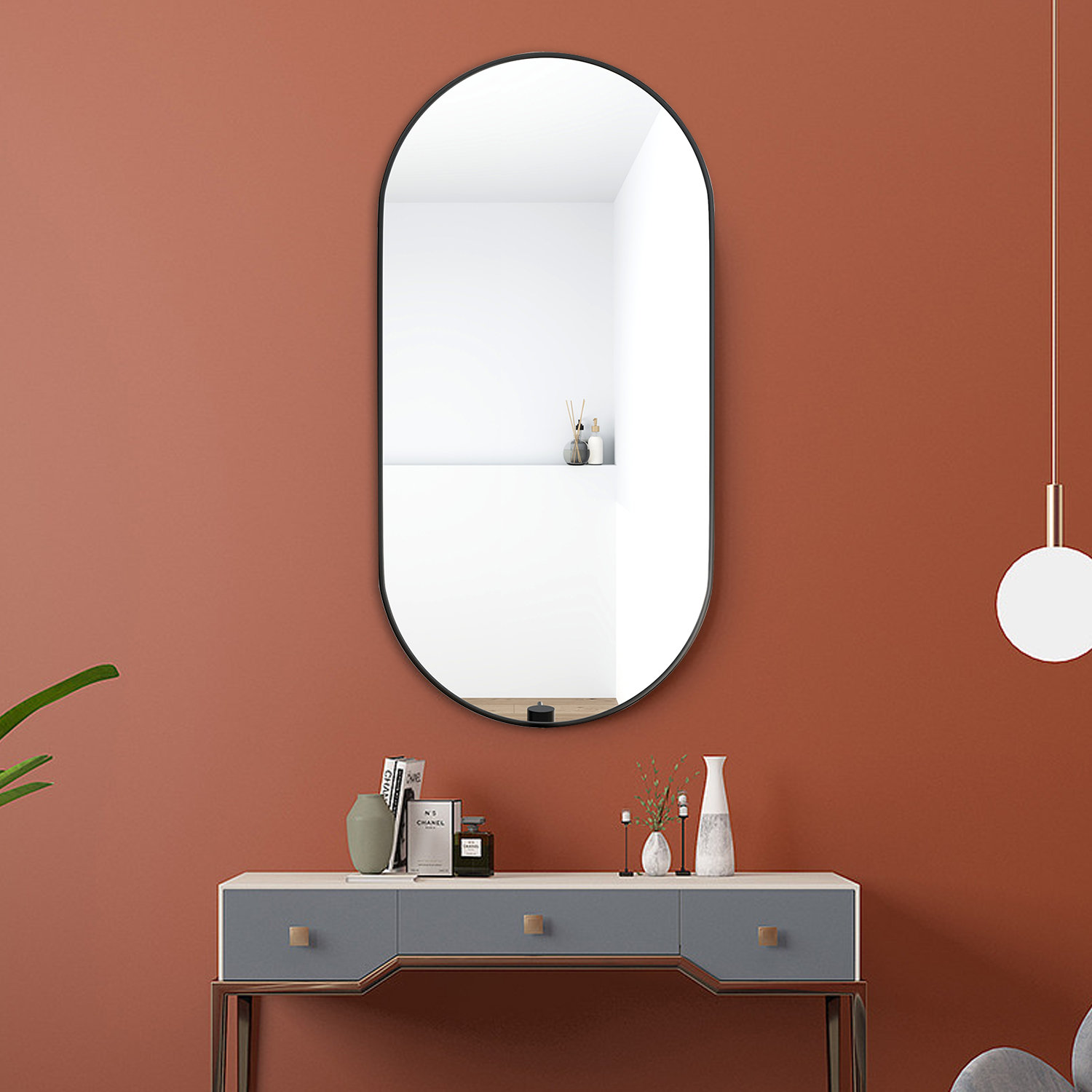 Ebern Designs Wall Mount Mirror With PVC Backboard And Aluminum Alloy ...
