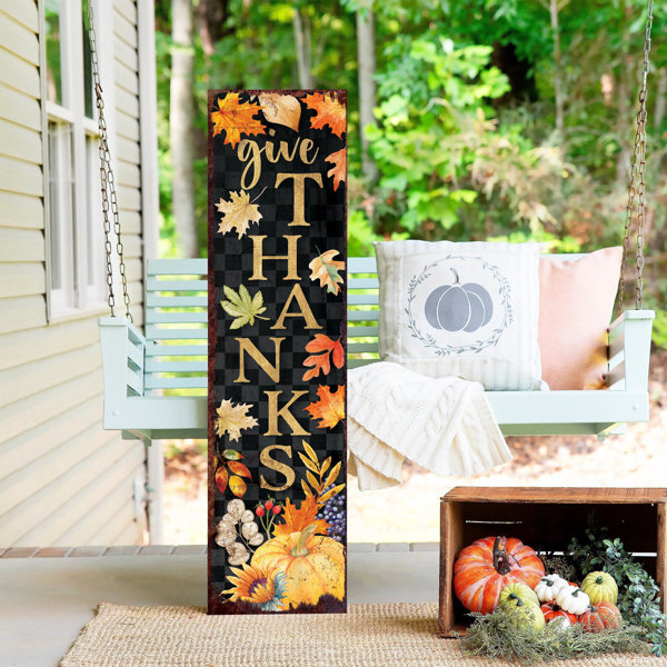 The Holiday Aisle® Give Thanks Door Mural | Wayfair