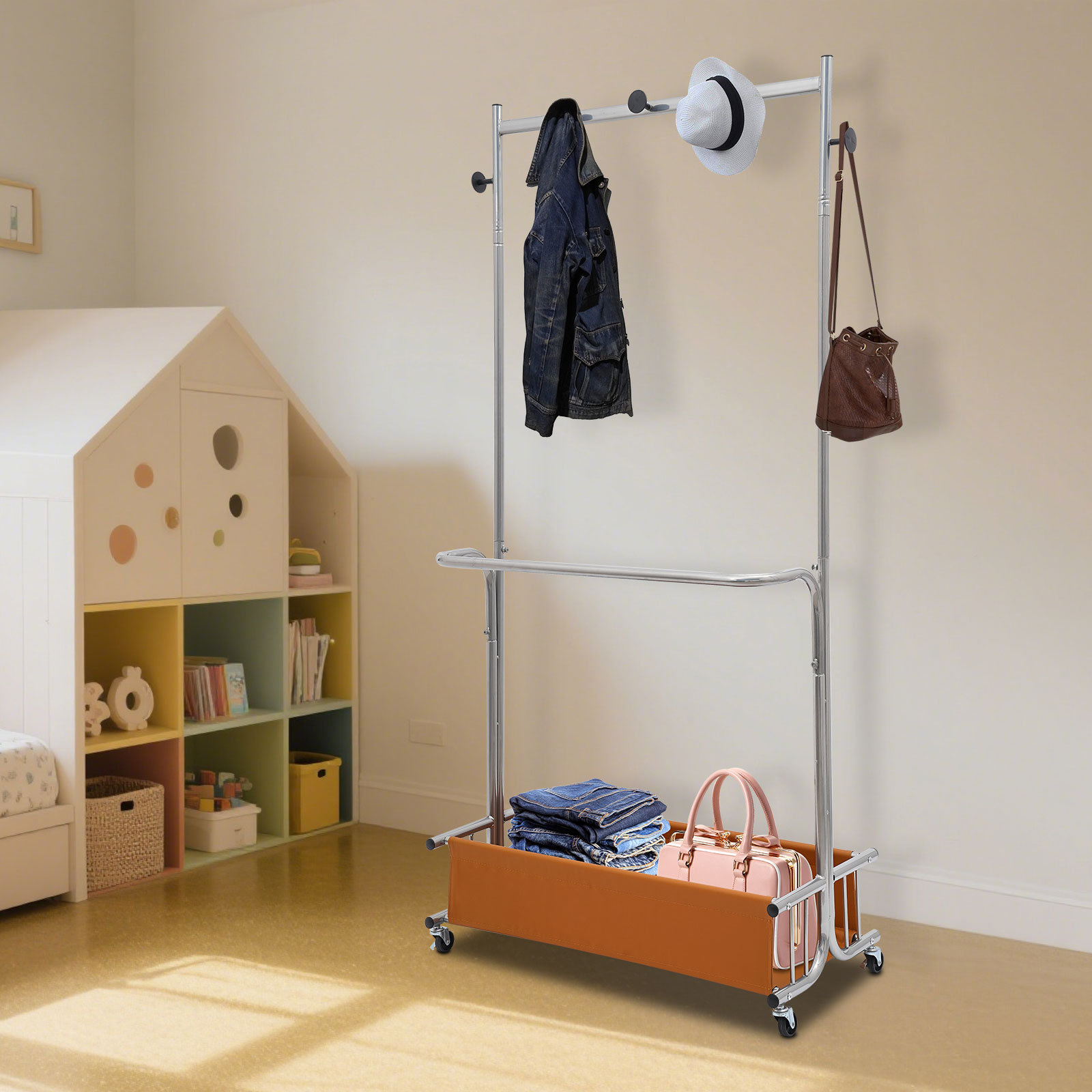 Latitude Run® Clothes Rack, Clothes Rack With Wheels, Movable Garment ...