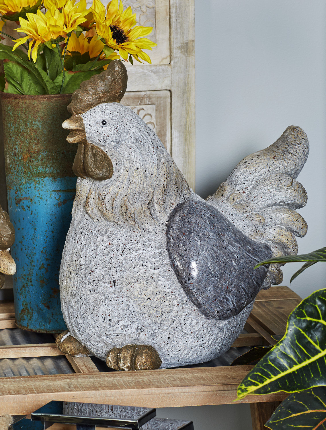 August Grove® Rackley Polystone Indoor Outdoor Chicken Decorative Gray ...