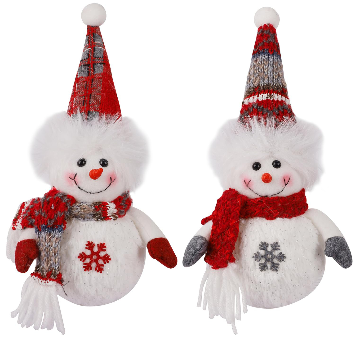 Alcott Hill 2-Pack Lighted Plush Snowmen Figurines: 10-Inch Christmas ...