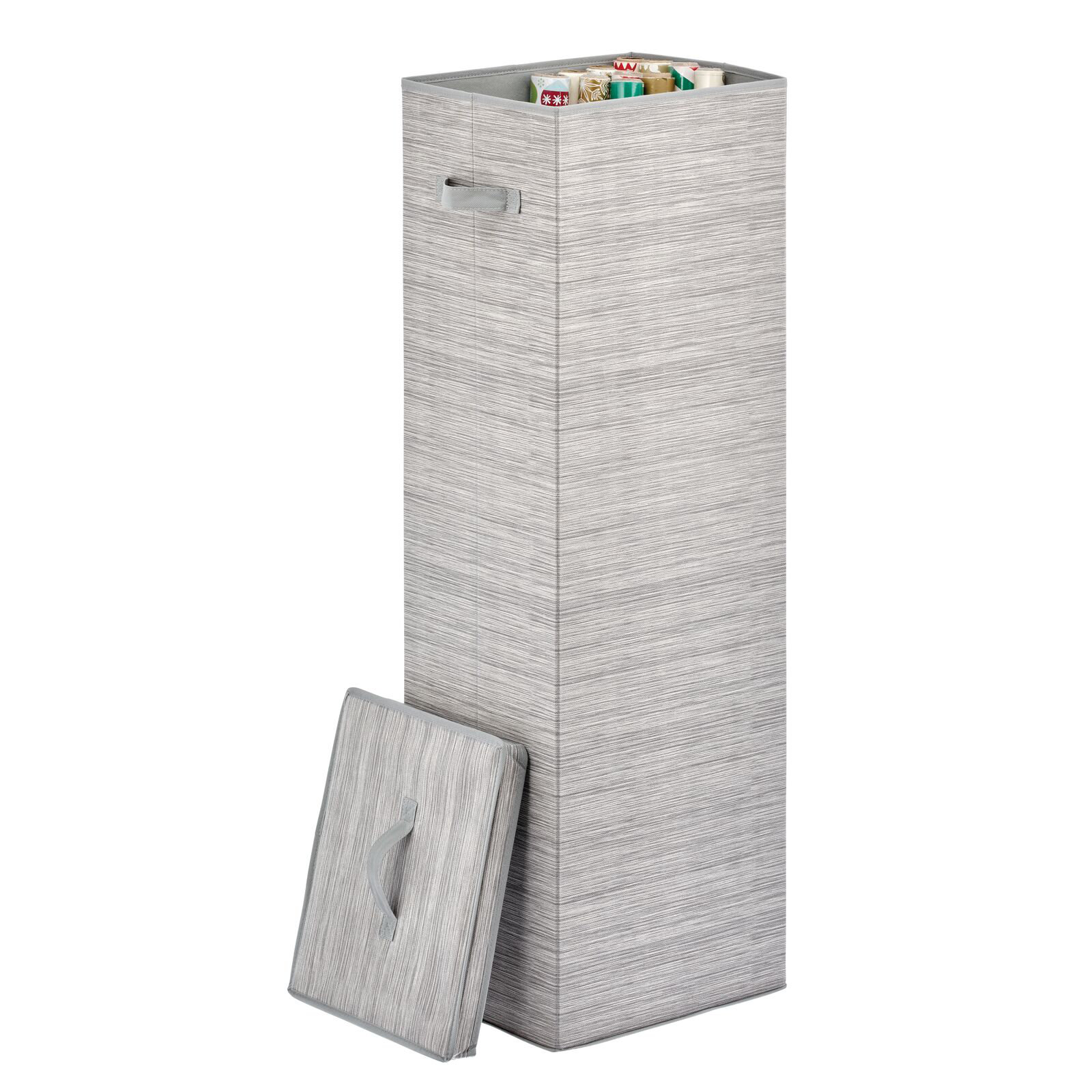 mDesign Tall Gift-Wrapping Paper Storage Box with Handles + Removable ...