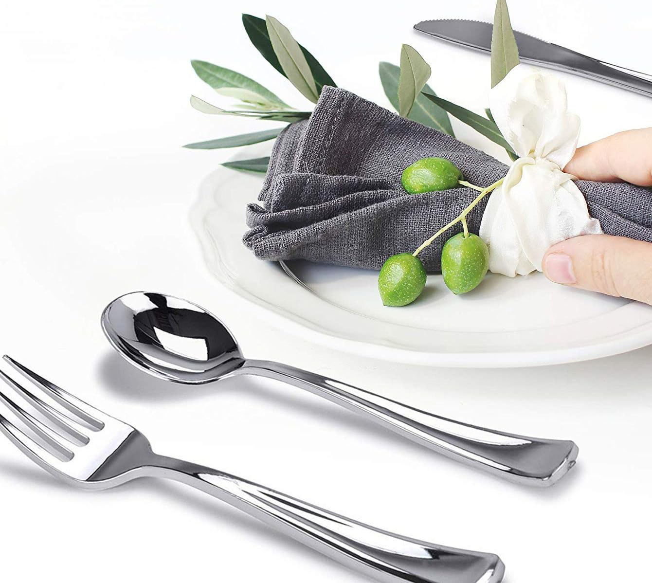 Mercer41 160 Pack Plastic Cutlery Disposable Silverware - 80 Forks, 40 ...