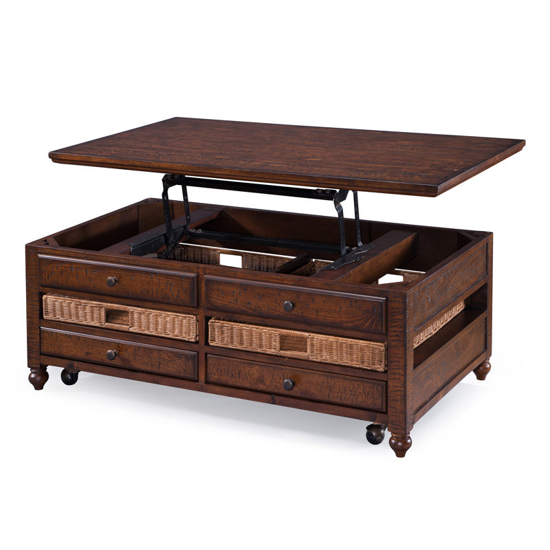August Grove® Hebron Solid Wood Lift Top Coffee Table with Storage ...