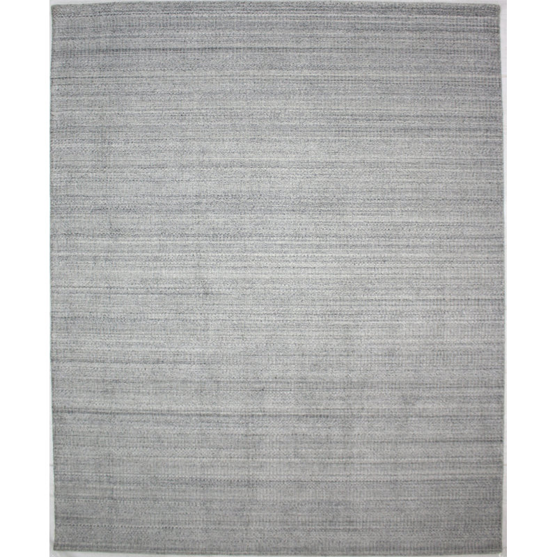 Hokku Designs Area Rug | Silver Wool & Bamboo Silk Handloom Rug | Wayfair