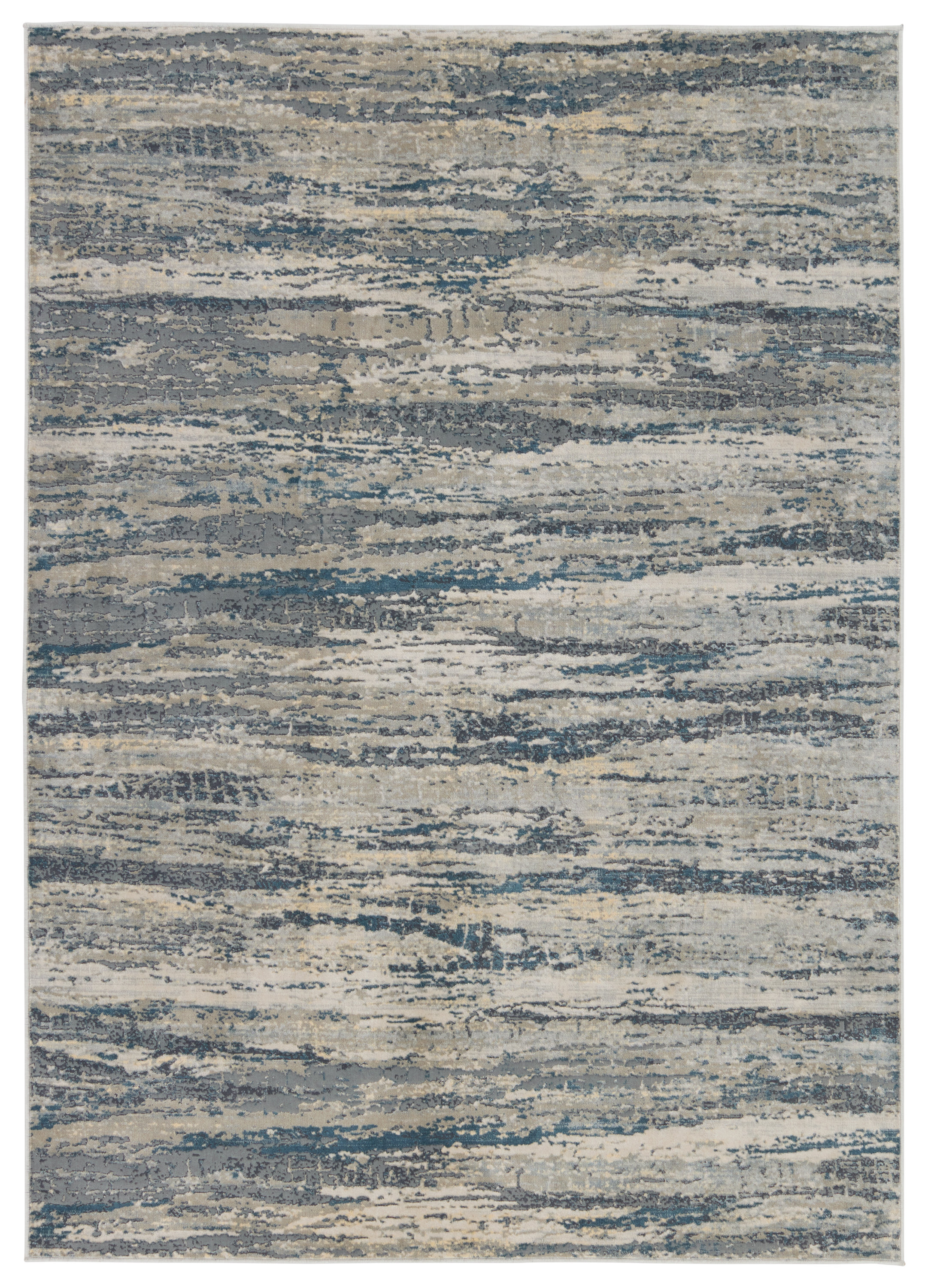 17 Stories Anomia Abstract Blue/ Taupe Rug | Wayfair