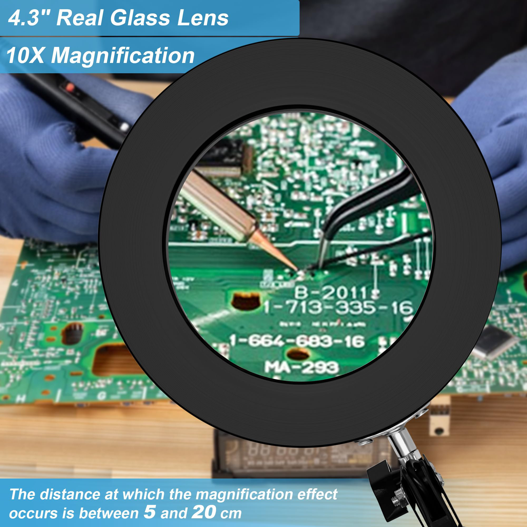 Ivy Bronx 10X Magnifier Desk Lamp, 2-In-1 LED Magnifying Glass With ...