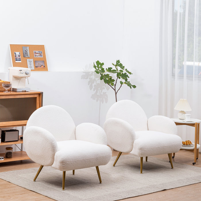 Everly Quinn Oziah Sherpa Accent Chair Upholstered Comfortable Arm ...