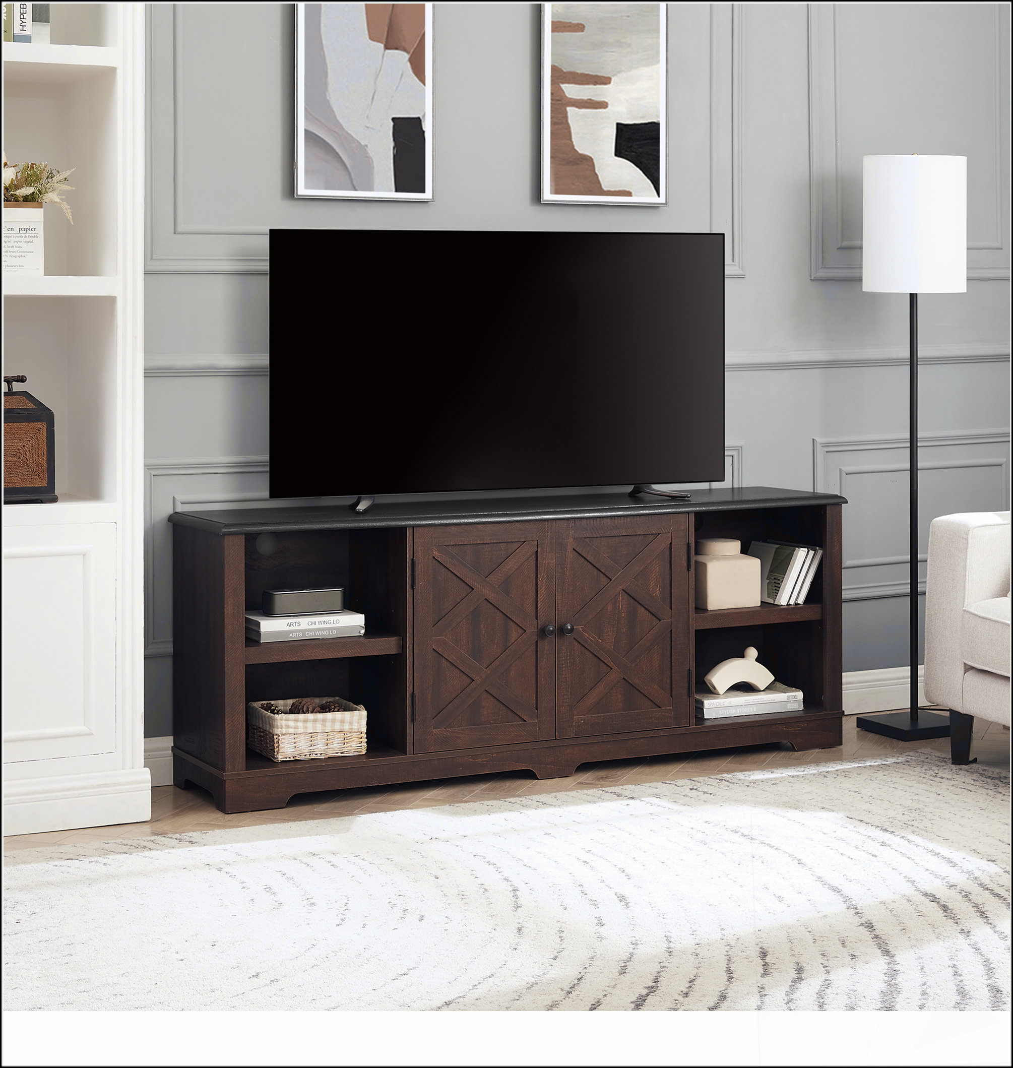 August Grove® TV Stand, Large Barn Inspired Home Entertainment Console ...