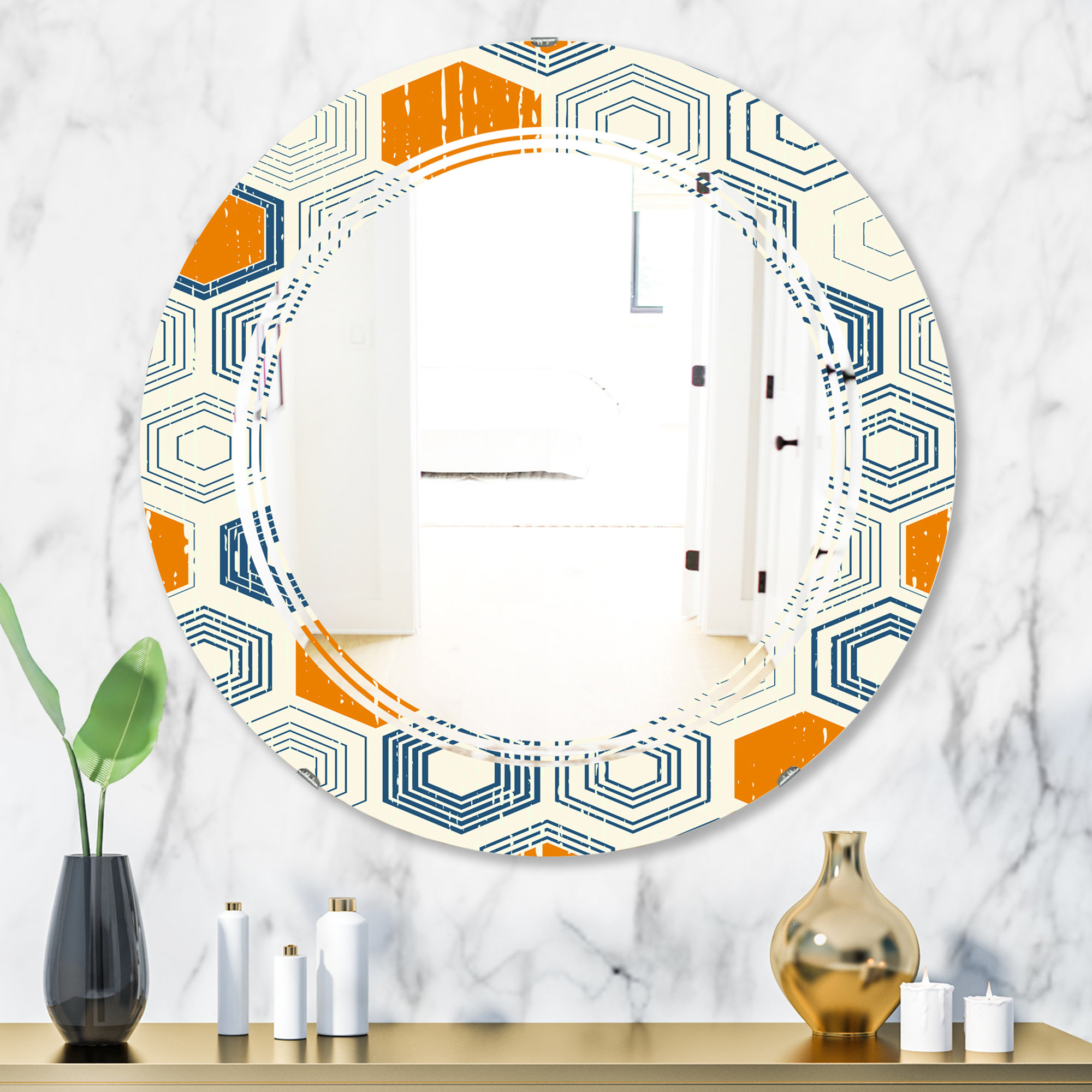 East Urban Home Triple C Hexagon Pattern IX Modern Frameless Wall ...