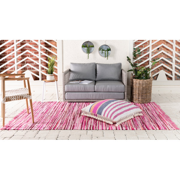 Highland Dunes Pritchard Handmade Flatweave Cotton Pink Rug & Reviews ...