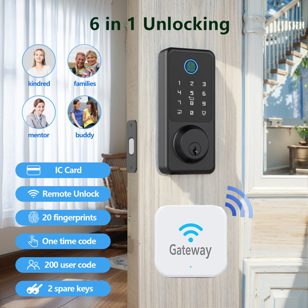 Secusly WIFI Smart Door Lock Electronic Lock with Gateway | Wayfair