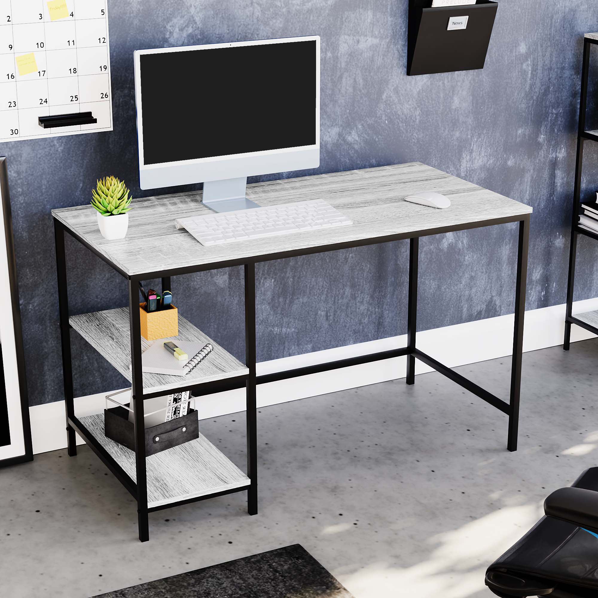 Borough Wharf Sylvie Industrial Style Computer Desk With Storage ...
