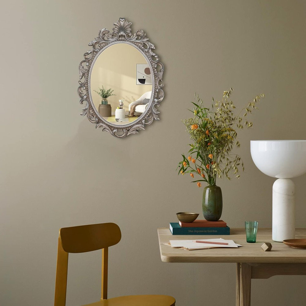 Fleur De Lis Living SIMON's SHOP Oval Mirror Antique Style Decorative ...