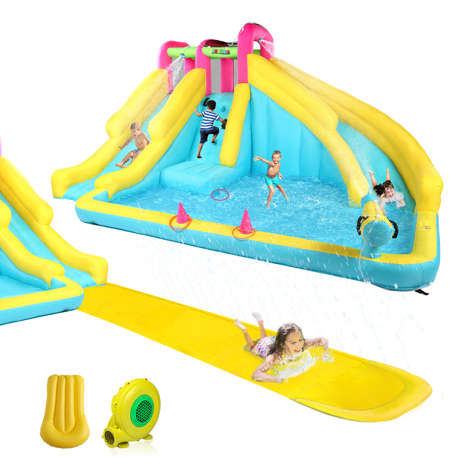 Winado Backyard Inflatable Water Bounce House With 20Ft Water Slide ...