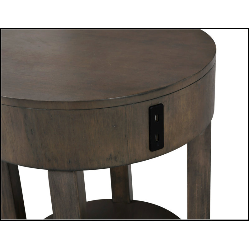 Latitude Run® 20" Light Brown Mdf End Table With Usb Ports | Wayfair