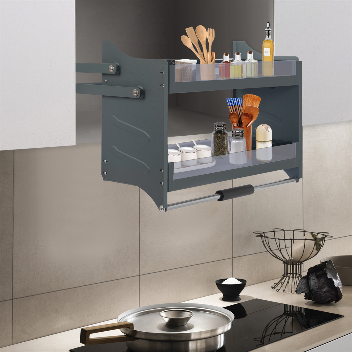 Latitude Run® Pull-Down Kitchen Cabinet Rack - Wayfair Canada
