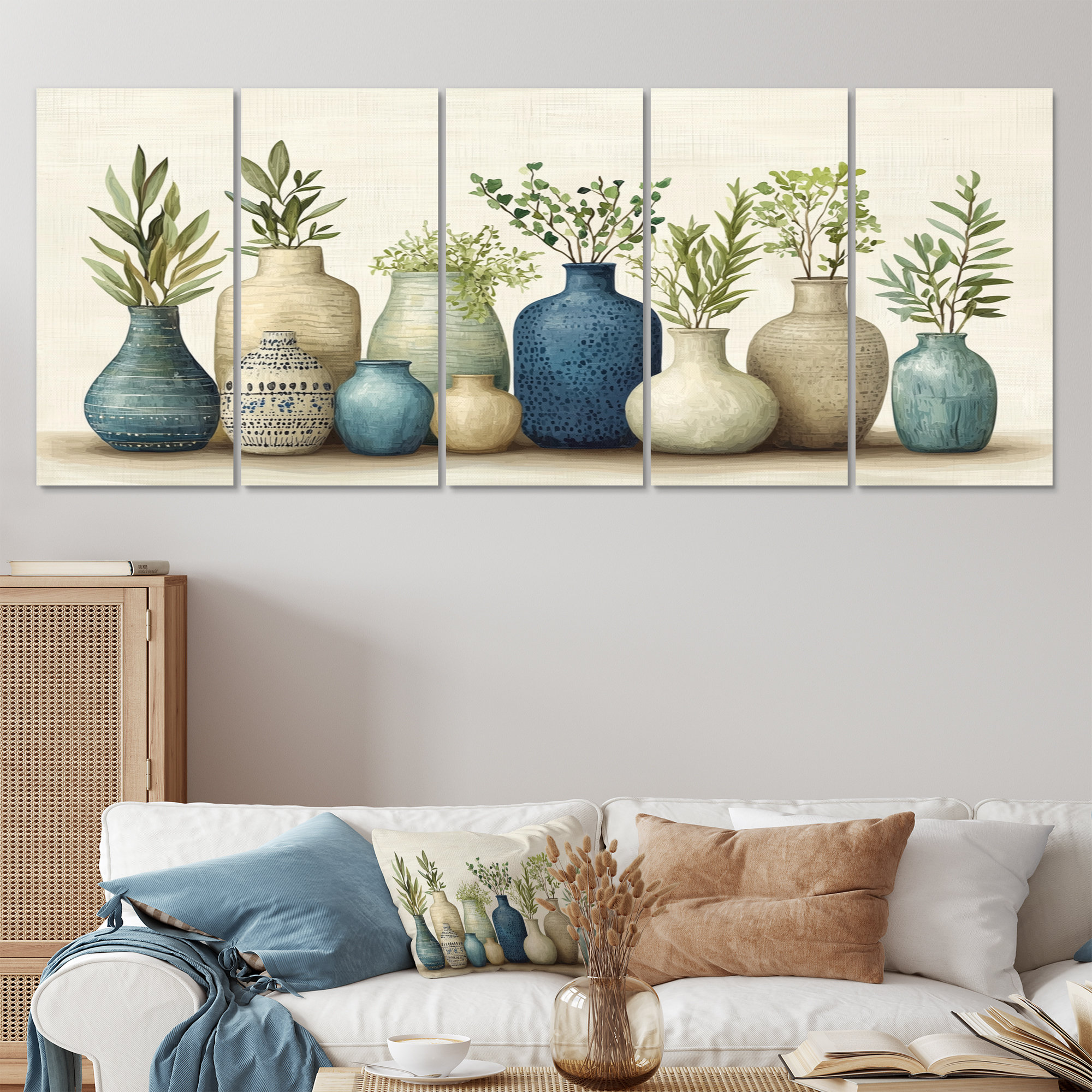 Charlton Home® Green And Orange Artisanal Boho Pottery II - Boho ...