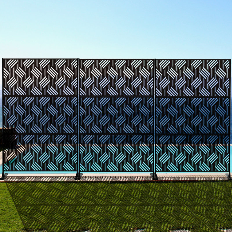 Kozyard Metal Privacy Screen 47.2" W Decorative Outdoor Divider (Black ...