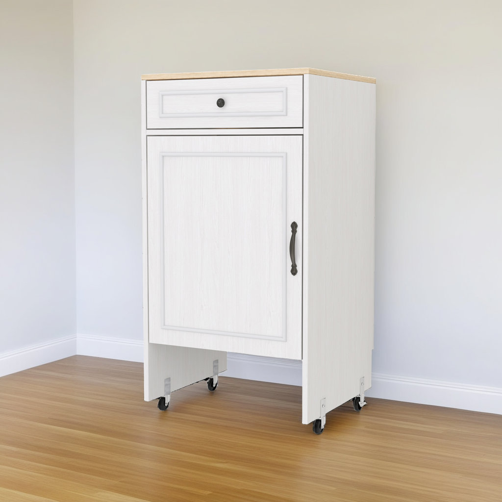 Lark Manor™ Antique White Robot Vacuum Stand Cabinet - Mobile Storage ...