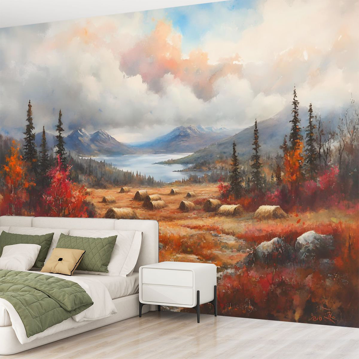 Millwood Pines Peel and Stick Canvas Wallpaper Wall Mural Rustic ...