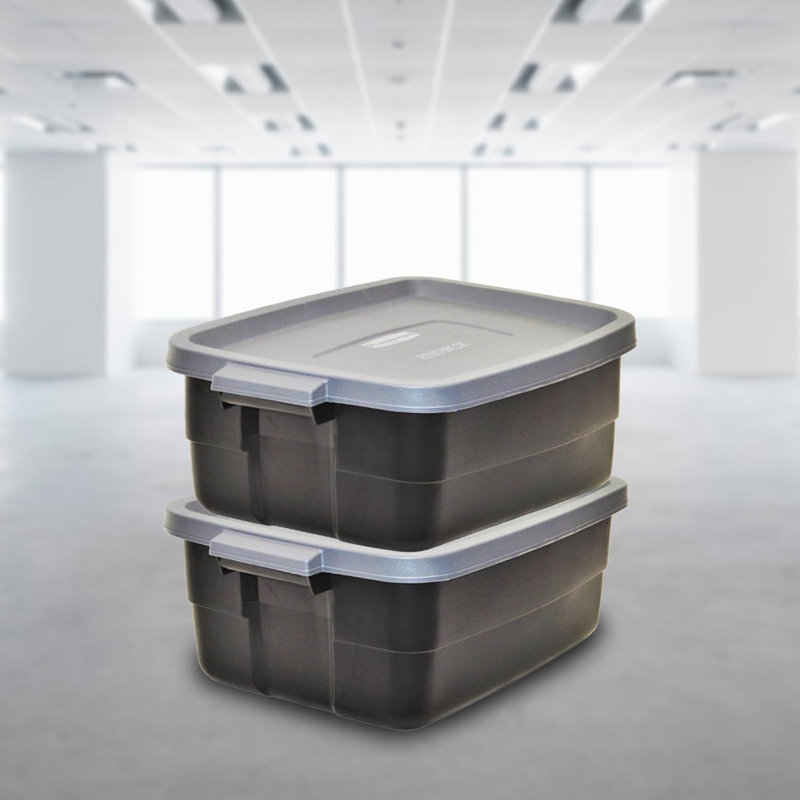 Rubbermaid Roughneck Storage Totes, 10 Gallon, 6 Pack, Black/Grey | Wayfair